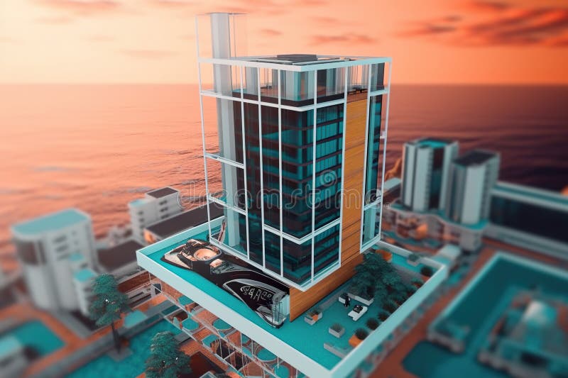 A Very Tall Building Sitting on Top of a Beach. Generative AI Image ...