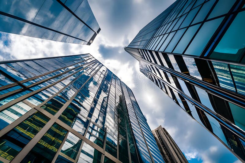 A Very Tall Glass Skyscraper Stock Illustration - Illustration of river ...