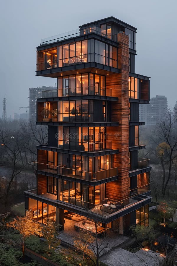 A Very Tall Modern Building with Many Windows Stock Photo - Image of ...