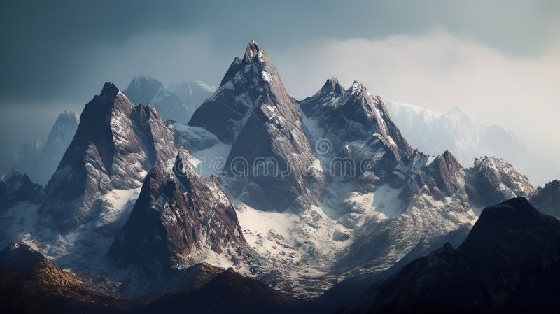 A Very Tall Mountain with a Lot of Snow on it Stock Illustration ...