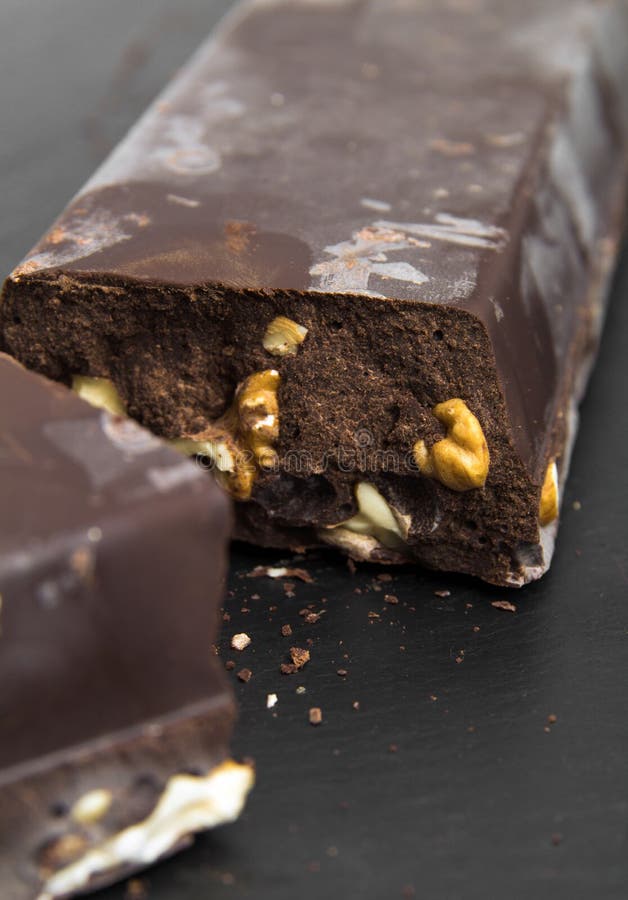 Very Thick Brick of Chocolate with Walnut Stock Image - Image of cacao ...