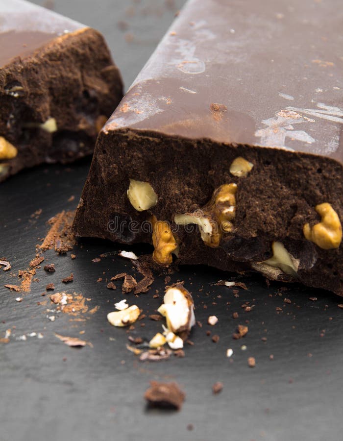 Very Thick Brick of Chocolate with Walnut Stock Image - Image of ...