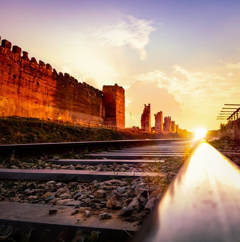 Unique Sunset Landscape. Hills in Waves, Road and Forest Stock Image ...