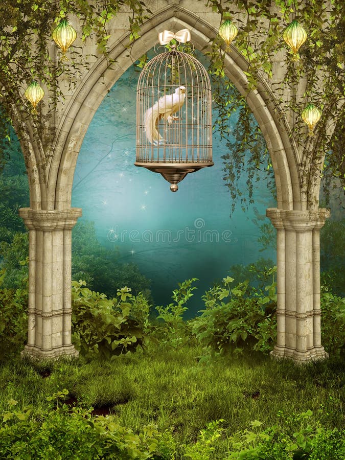 Verzauberter Garten Mit Einem Rahmen Stock Abbildung - Illustration von ...