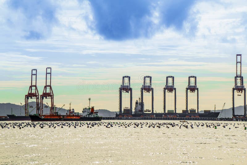 Vessel Ship at Seaport stock photo. Image of berth, interface - 96878192