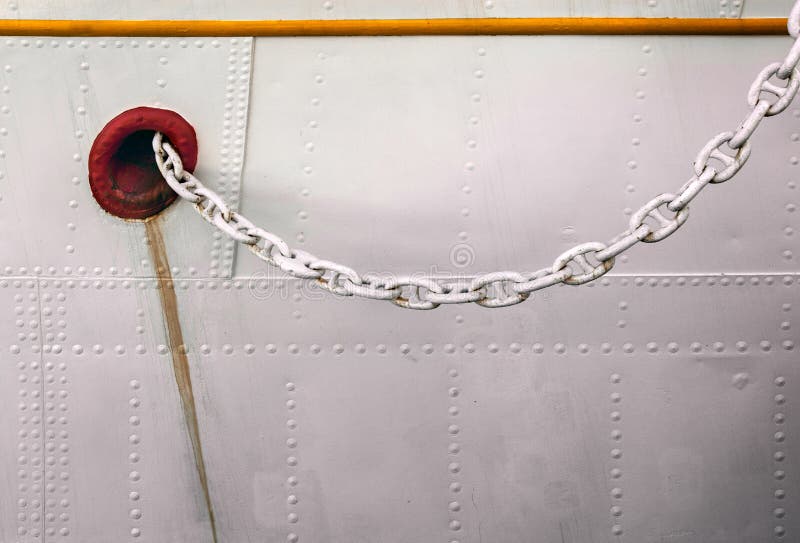 Vessel side with chains stock image. Image of strength - 53357767