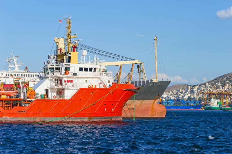 Vessels at the harbor stock photo. Image of harbor, industry - 76729294