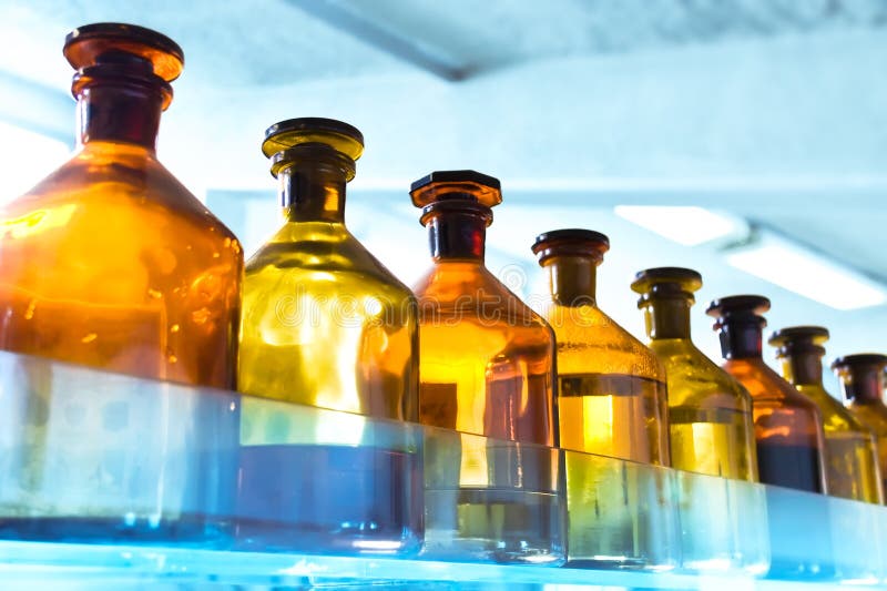 Vessels in laboratory stock image. Image of saturated - 4795383