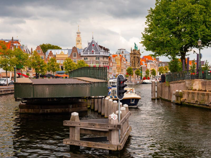 Vessels Passing through Swing Bridge, Haarlem, Netherlands Editorial ...