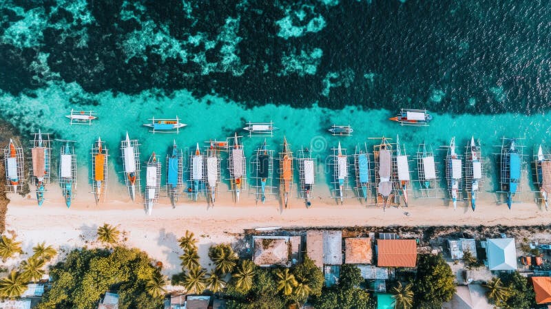 Vessels Sail through a Lively Emerald-green Lagoon Flanked by Verdant ...