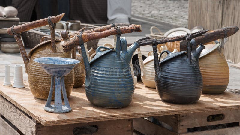 Vessels, Teapots in Rustic Style. Clay Crafting, Stoneware, Earthenware ...