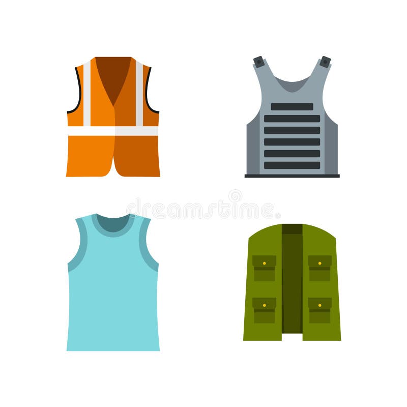 Vest icon set, flat style stock vector. Illustration of modern - 108296639