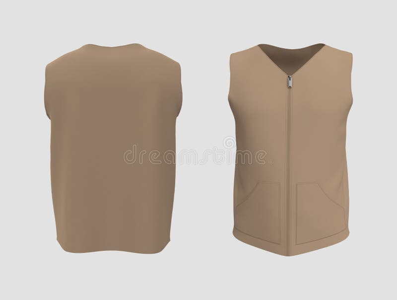 Vest Jacket Mockup Front and Back Views Stock Illustration ...