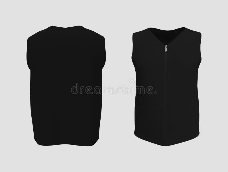 Vest Jacket Mockup Front and Back Views, 3d Illustration Stock ...