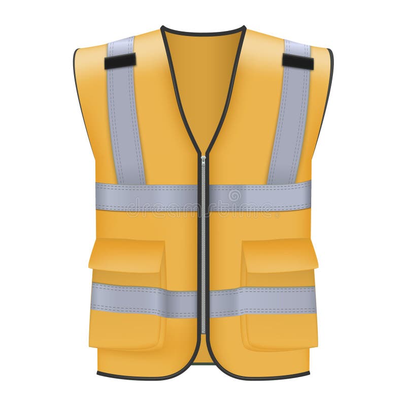 Vest with Reflective Stripes Yellow Safety Uniform Realistic Vector ...