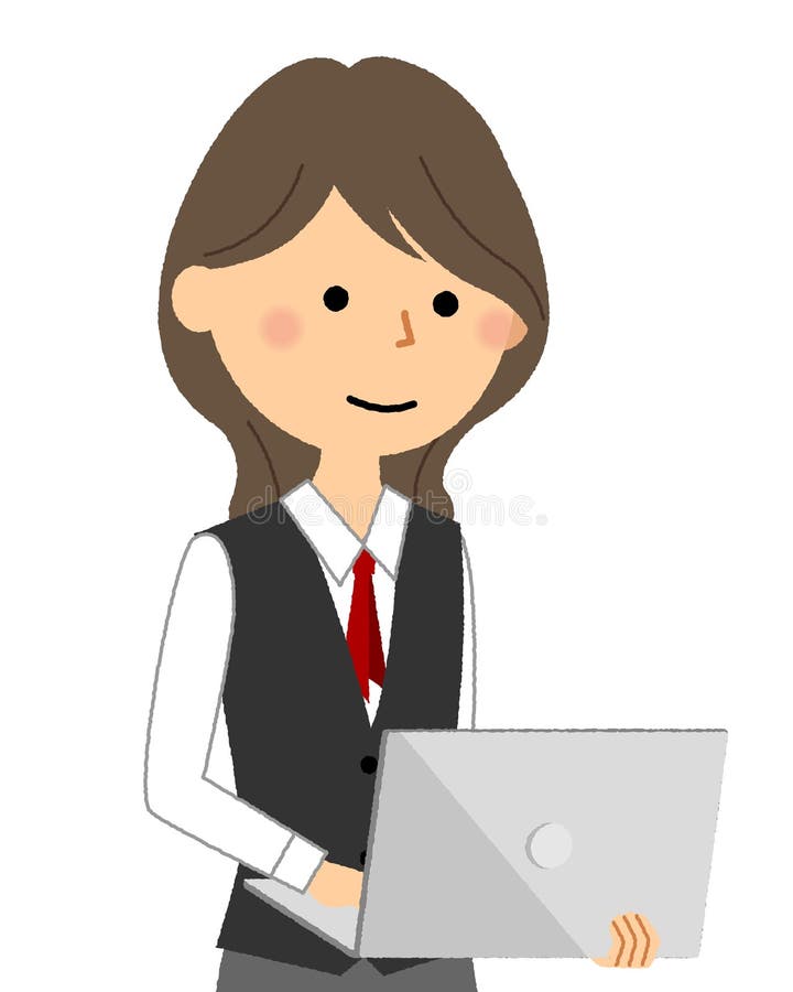 A Woman in Uniform Operating a PC Stock Vector - Illustration of mind ...