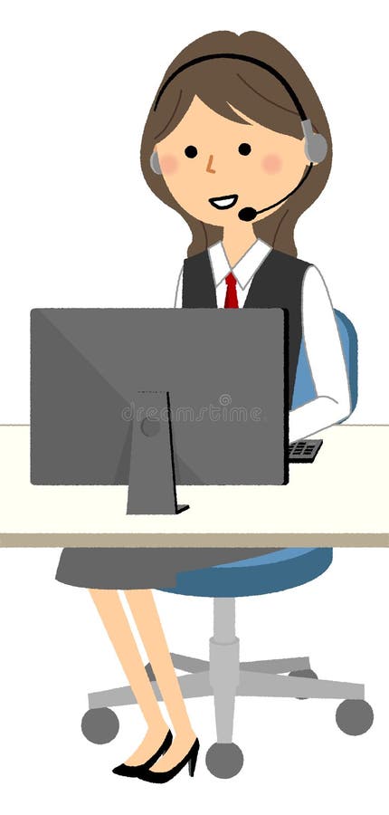 Call Center, Woman in Uniform Stock Vector - Illustration of white ...