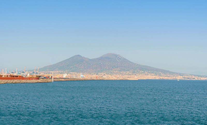 Vesuvius Volcano View from Naples City at Sunny Day. Stock Photo ...