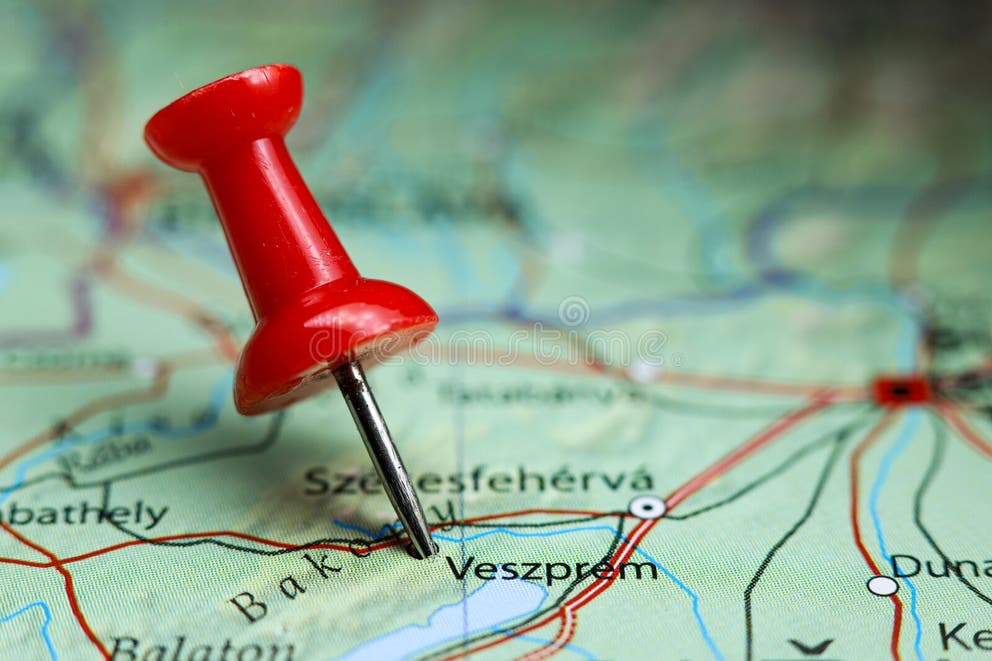 Veszprem, Hungary Pin on Map Stock Image - Image of hungarian, freedom ...
