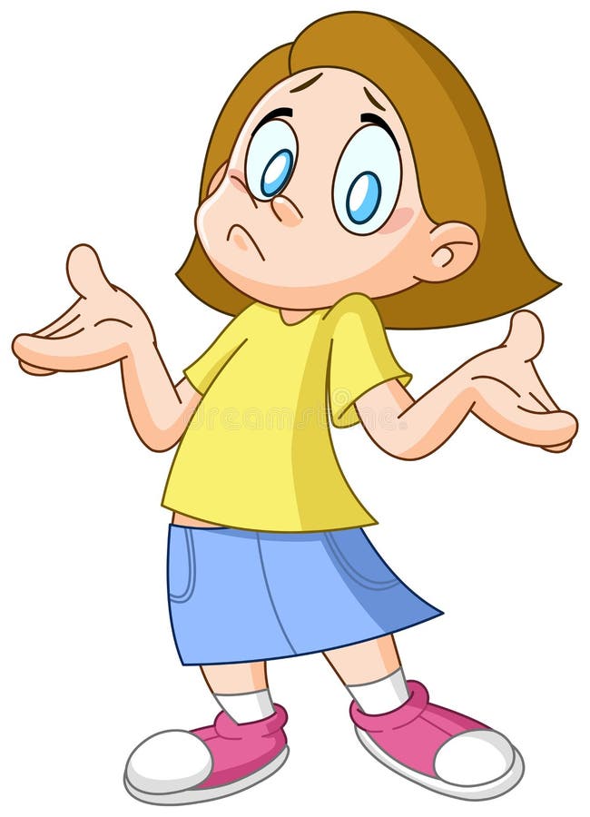 Vet inte flickan vektor illustrationer. Illustration av gest - 94800184