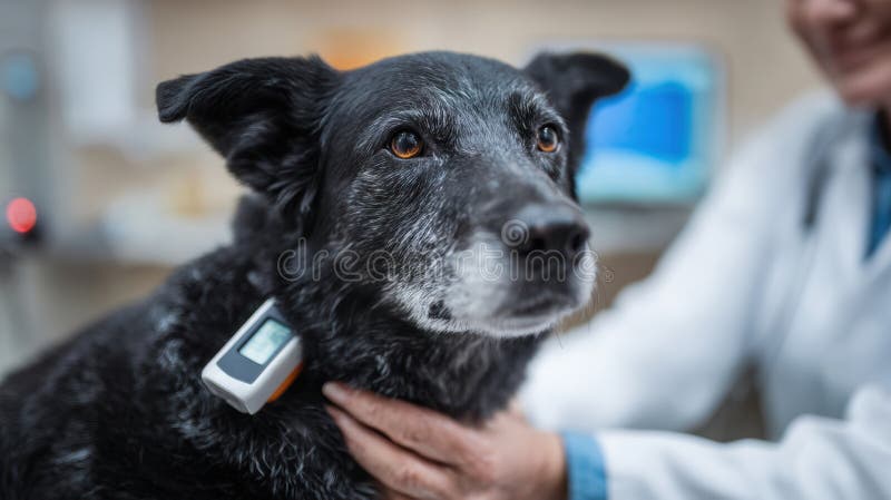 Vet Performs Microchipping Procedure on Black Dog in Veterinary Clinic ...