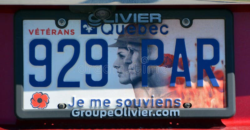 Veteran Car Plate Province of Quebec Editorial Photo - Image of ...
