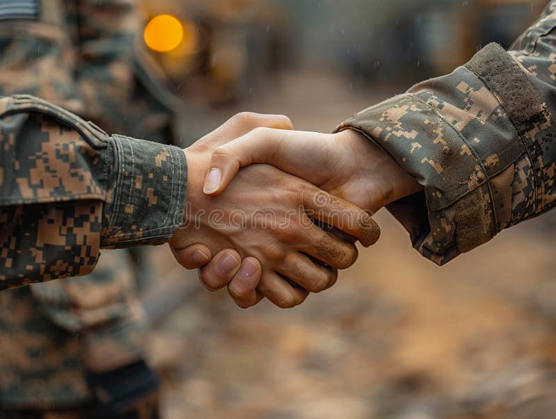 A Veteran Shaking Hands with a Young Person Medium Shot Stock Photo ...