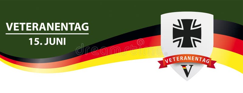 Veteranentag 15 Juni German Flag White Shield Header Stock Vector ...