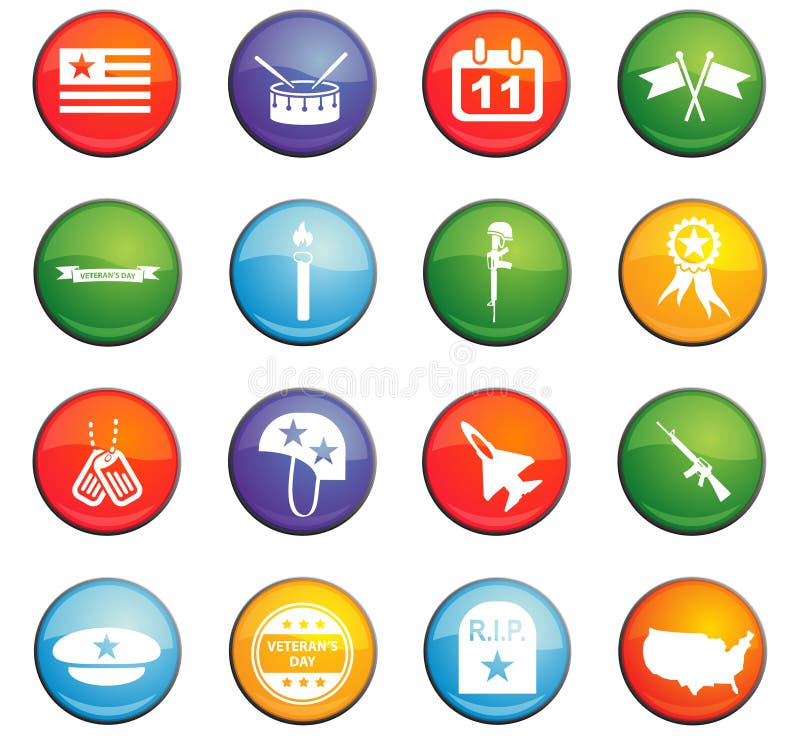 Veterans day icon set stock illustration. Illustration of icon - 89203923