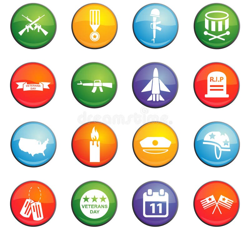 Veterans day icon set stock illustration. Illustration of design - 89203937