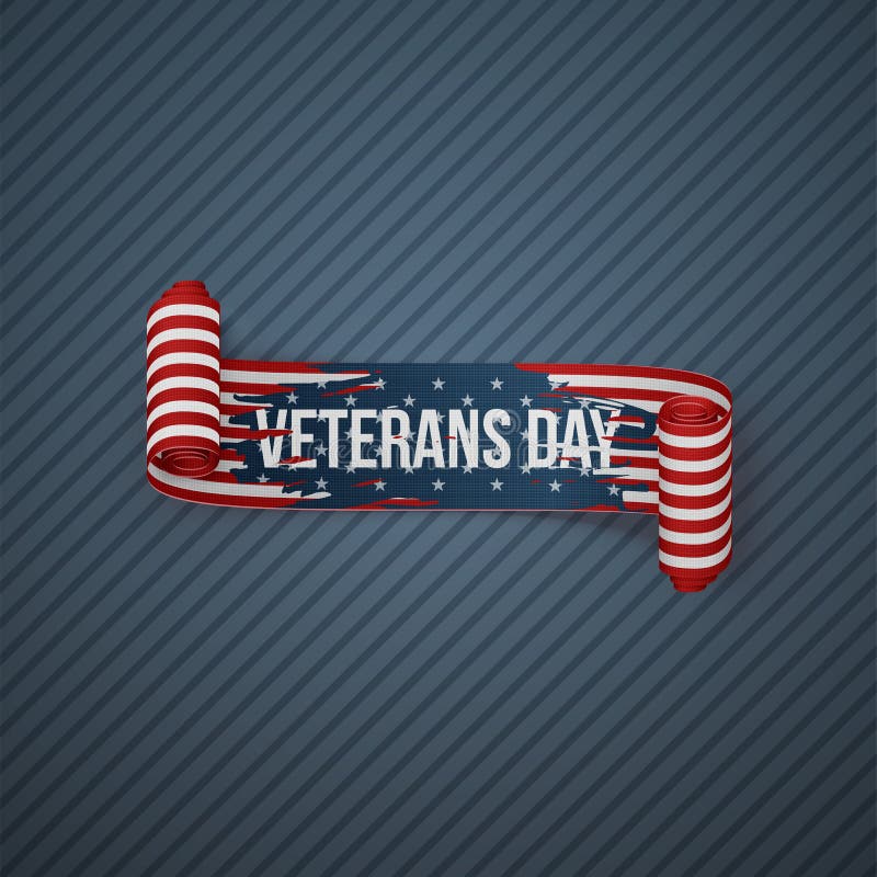 Veterans Day Realistic Curved Textile Ribbon Stock Vector ...