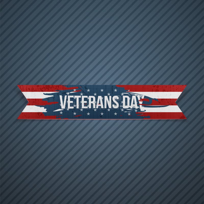 Veterans Day Realistic Textile Ribbon Stock Vector - Illustration of ...
