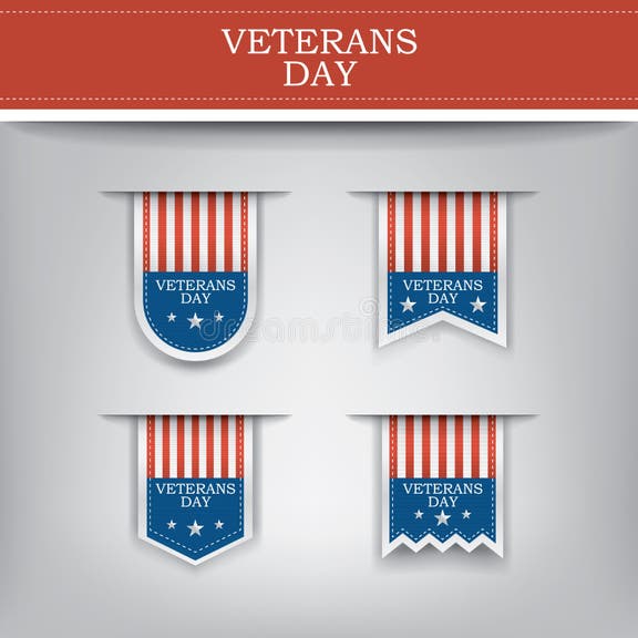 Veterans Day Ribbon Elements for Websites. Stock Vector - Illustration ...