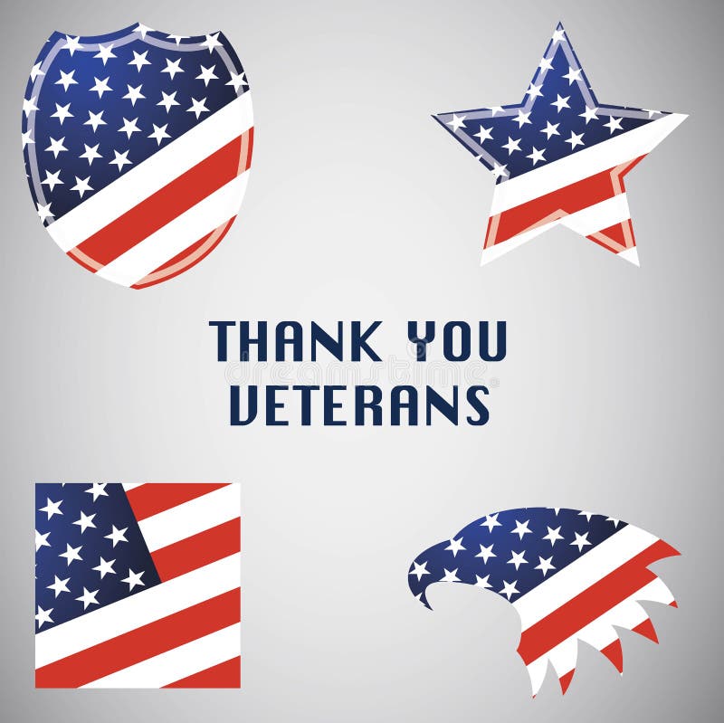 Veterans Day in Usa. Set of Emblems Stock Vector - Illustration of ...