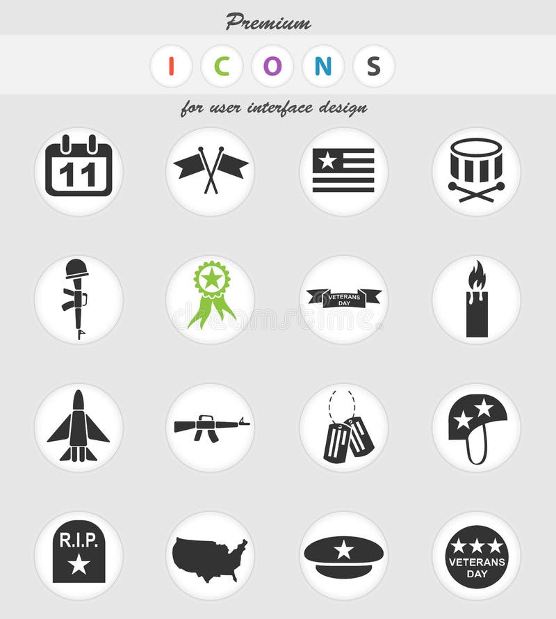 Veterans day icon set stock vector. Illustration of counters - 123180616