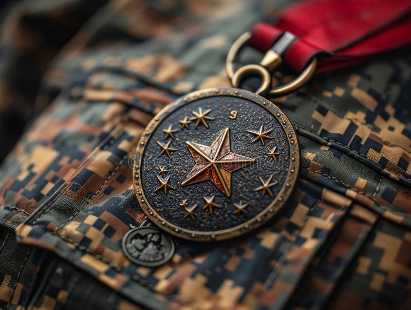 A Veterans Medal Displayed on a Uniform Close-up Stock Photo - Image of ...