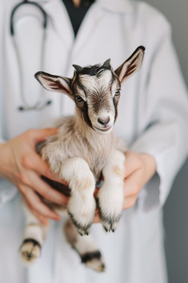 A Veterinarian Examines a Small Goat Stock Image - Image of doctor ...