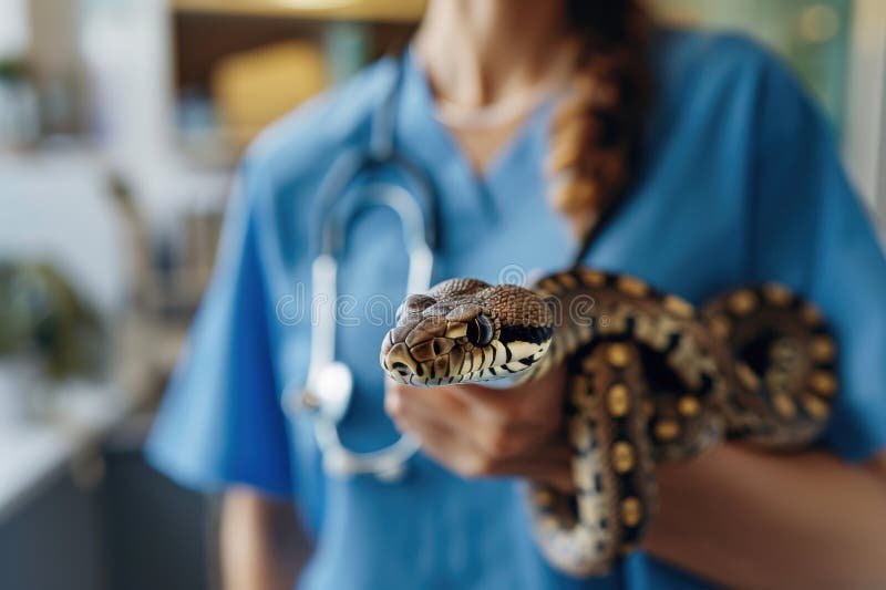 Veterinarian with Snake in Clinic Stock Illustration - Illustration of ...