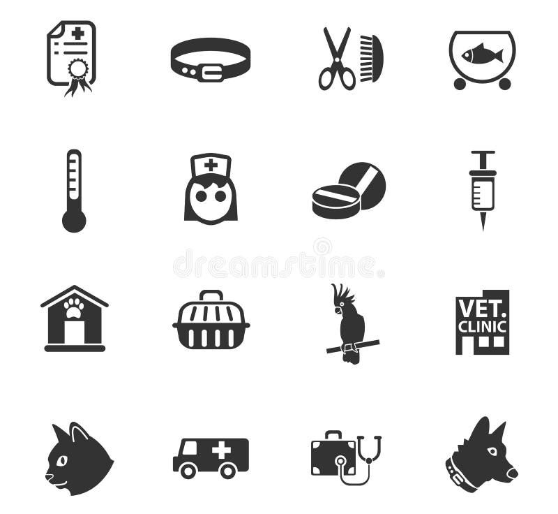 Veterinary clinic icon set stock vector. Illustration of aquarium ...