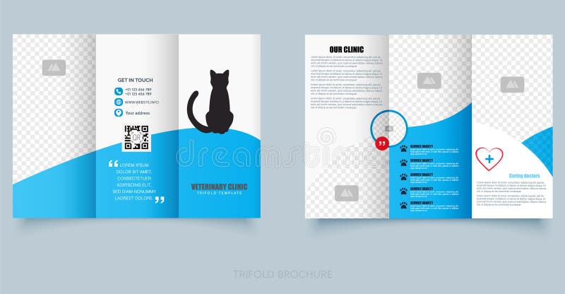 Veterinary Clinic Trifold Brochure Template with Blue Gradient Design ...