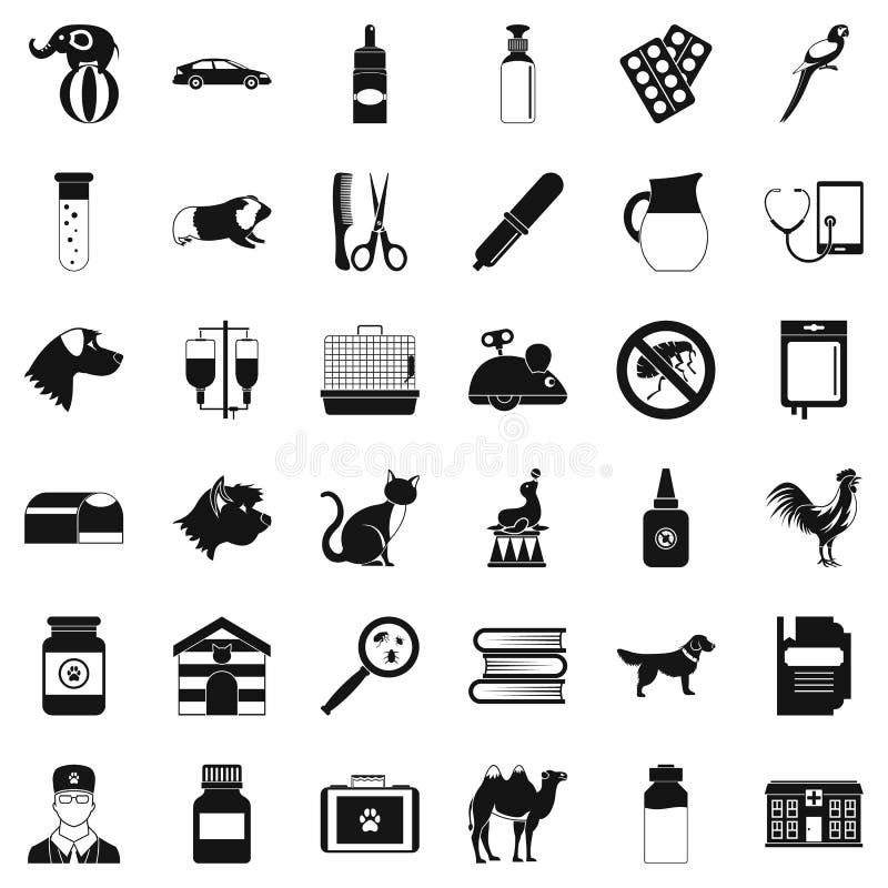 Veterinary Doctor Icons Set, Simple Style Stock Vector - Illustration ...