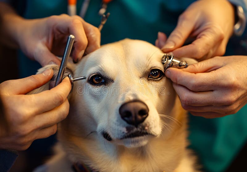 Veterinary Eye Exam Closeup Light Cream Dog High Quality Image Stock ...