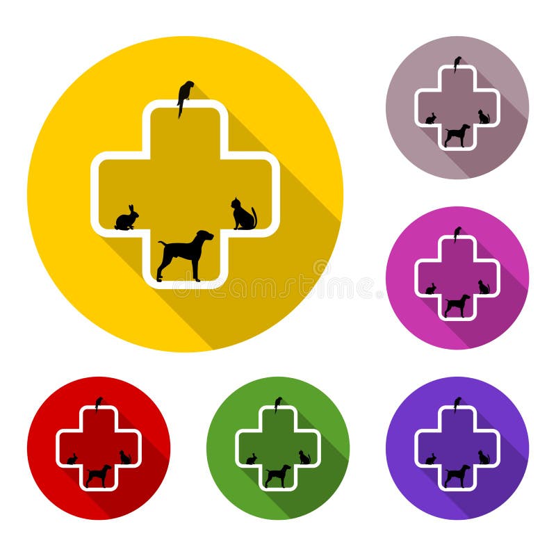Veterinary Icon With Medicine Symbol, Dog Icon, 6 Colors Included Stock ...