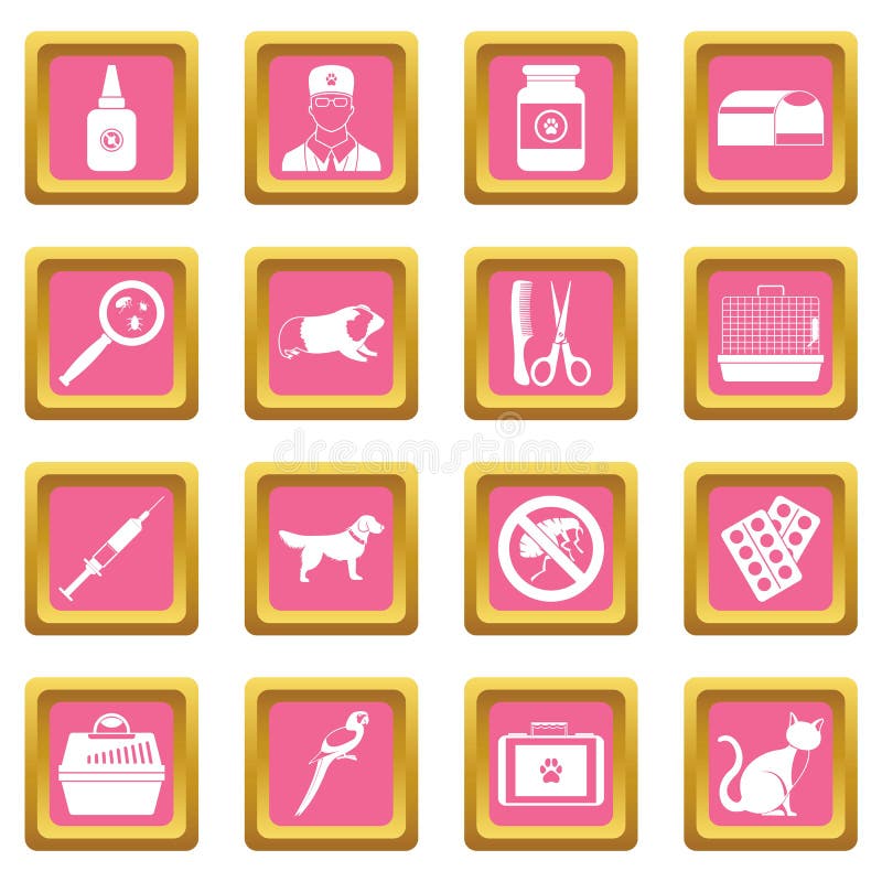 Veterinary icons pink stock vector. Illustration of pink - 98479873