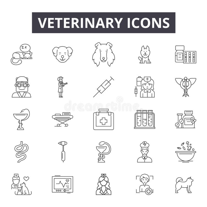 Veterinary Line Icons, Signs, Vector Set, Outline Illustration Concept ...