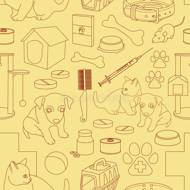 Veterinary Pet Icons Pattern Stock Vector - Illustration of fish ...