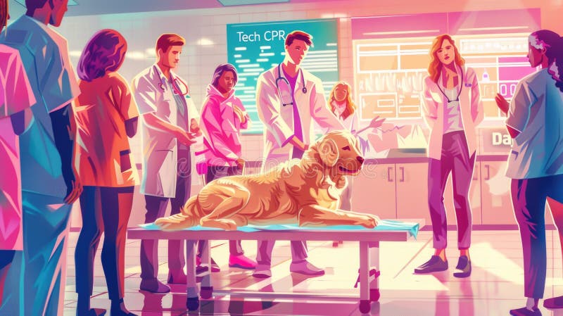 Veterinary Team Engaged in High Tech Cpr Training for Emergency Pet ...