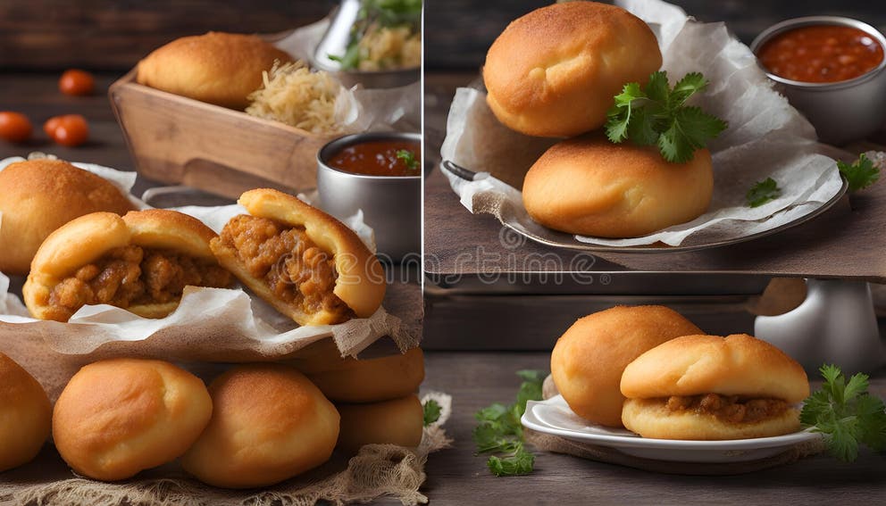 Vetkoek Fried Deep-fried Buns Stuffed with Minced Meat Curry Stock ...