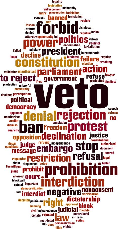 Veto word cloud stock vector. Illustration of forbid - 184719463