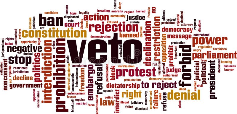 Veto word cloud stock vector. Illustration of forbid - 184719463